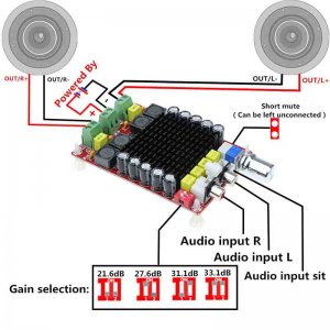 2x100W Class D Dual Channel Audio Stereo Digital Power Amplifier Board DC 12-30V TDA7498 - EEEShopBD